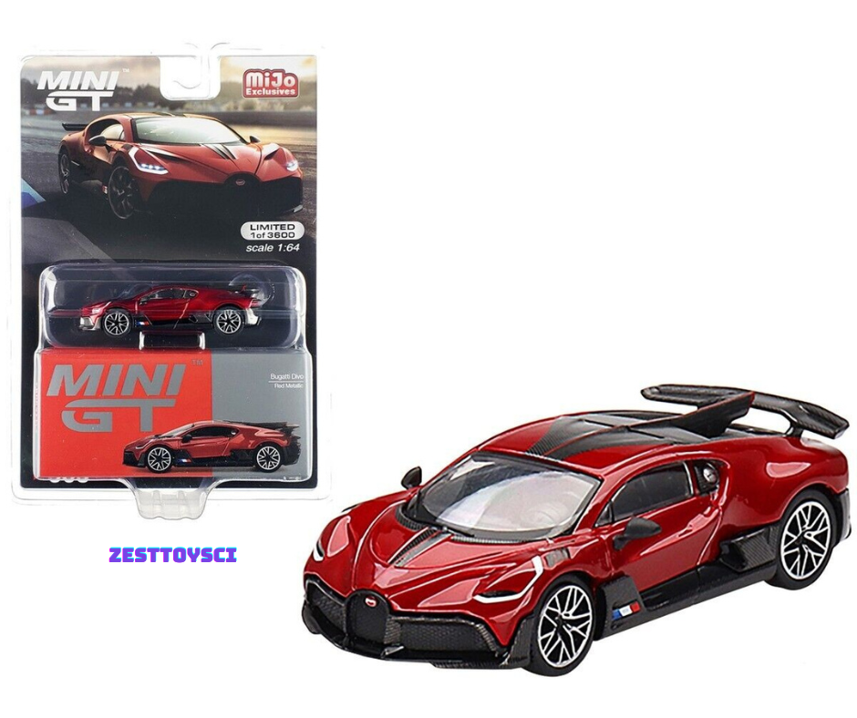 Mini GT Bugatti Divo Carbon Red Metallic 1:64 Metal Scale Car Model ...