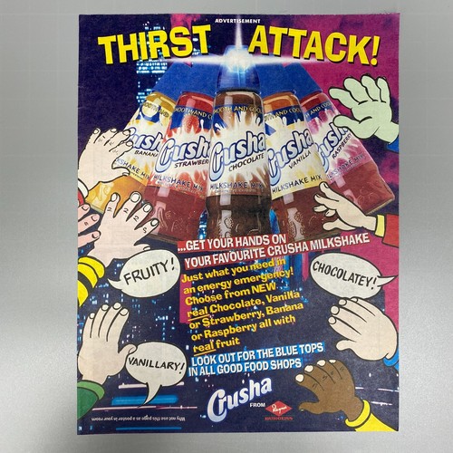 Crusha Milkshake Mix Chocolat Fraise Vanille 1997 Vintage Rétro Pub | eBay