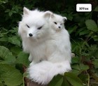 real life white fox model plastic&furs fox monther&baby doll gift about ...
