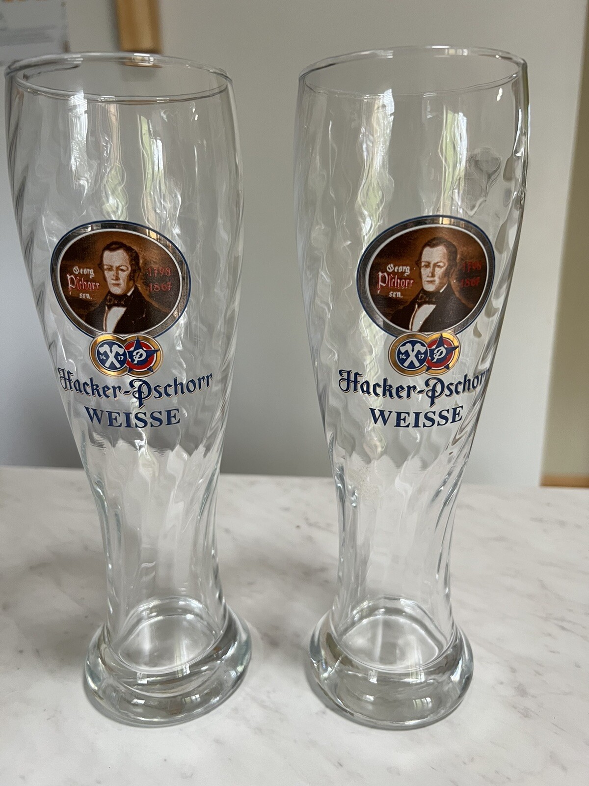 Hacker-Pschorr Weisse Beer Glass Germany Pilsner Swirled Glass | eBay
