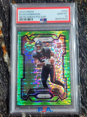 2023 Bijan Robinson RC #305 Neon Green Pulsar Prizm Psa 10 Gem Mint | eBay