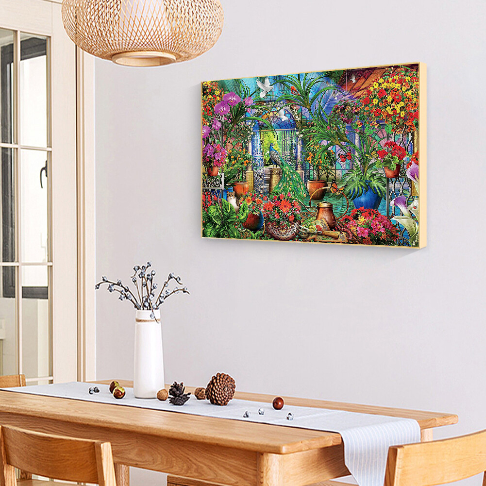 DIY Full Round Drill Rhinestone Diamond Painting Beautiful Flower Room ...