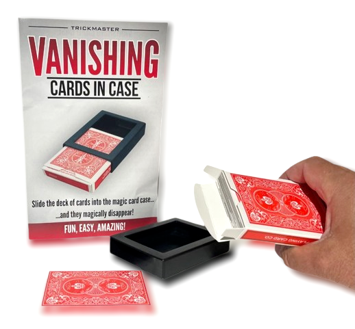 VANISHING RED CARD DECK IN BLACK CASE Box Fake Playing Magic Trick ...