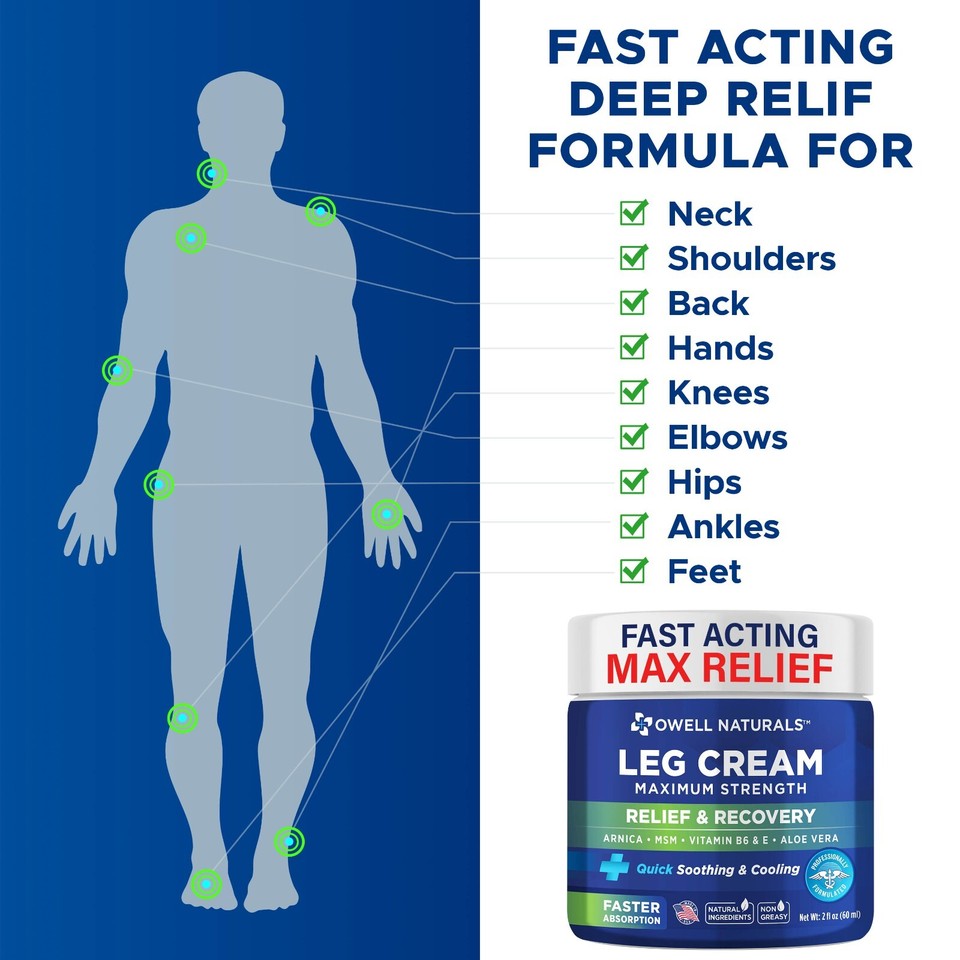OWELL NATURALS Restless Maximum Strength Legs Cream for Restless Legs ...