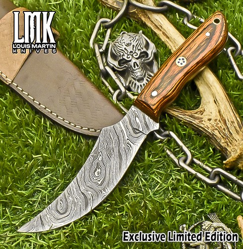 LMK Hand Forged Skinner Knife Twist Damascus Hard Wood Sports Veterans ...