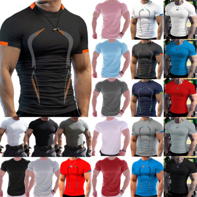 New Mens T Shirt Breathable Cool Dry Performance Running Sports Wicking ...