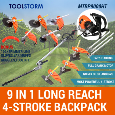 4-STROKE Backpack Pole Hedge Trimmer Garden Saw Brush Cutter Whipper ...