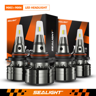 SEALIGHT LED Bulbs Headlight Conversion Kit 9005 9006 High Low Beam ...