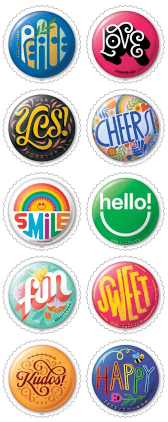 US Pinback Buttons Forever Stamp Block of 10 Scott #5919-5928 | eBay