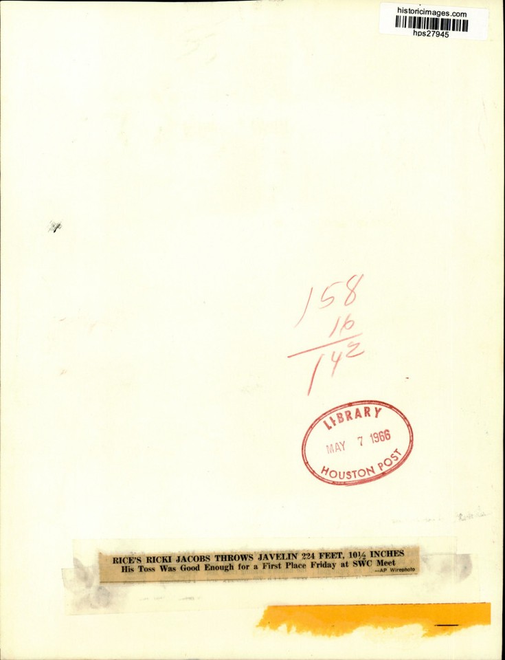 1966 Press Photo Javelin Thrower Ricky Jacobs Wins Southwest Meet ...