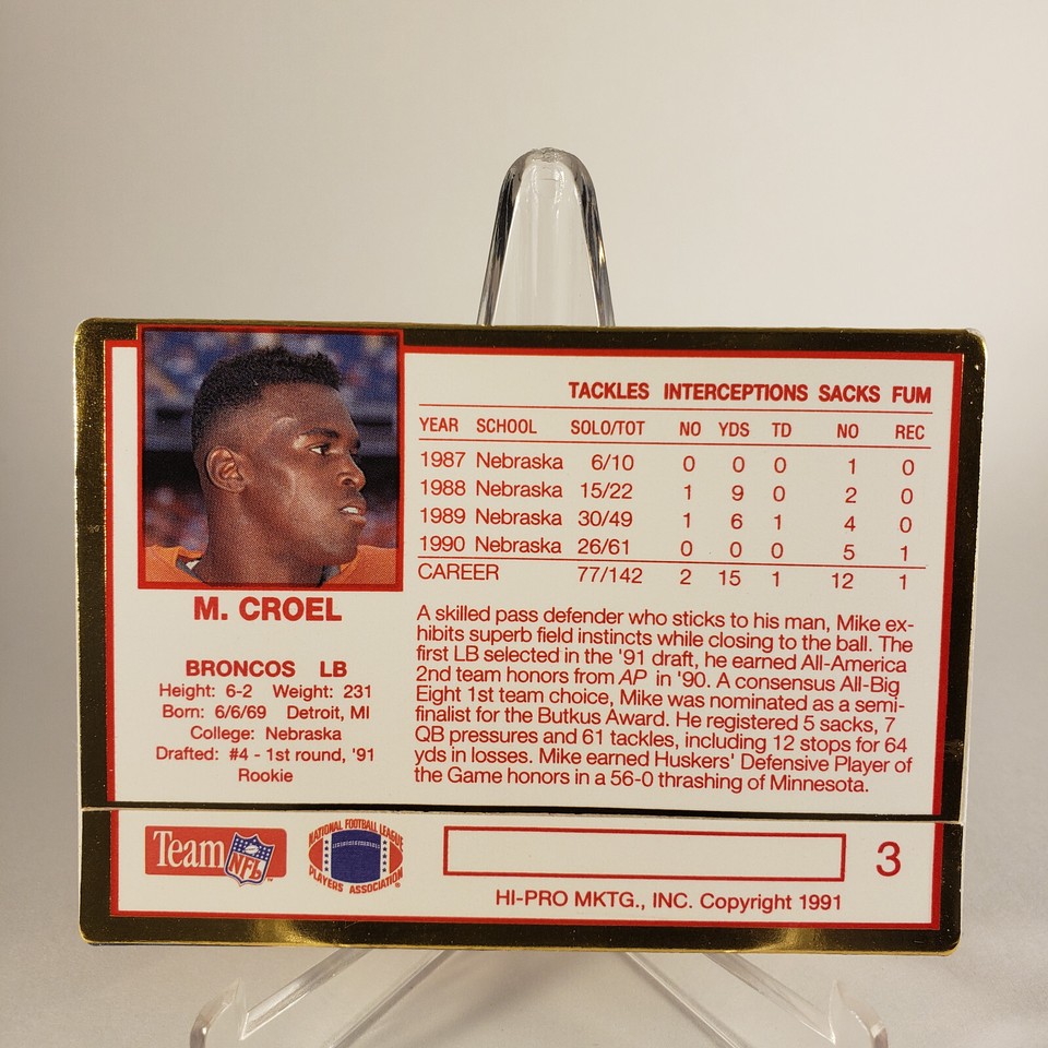 1991 Action Packed Rookie Update #3 Mike Croel Rookie Denver Broncos | eBay