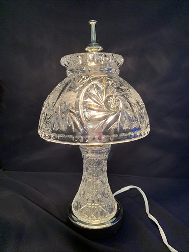 Vintage 24% Lead Cut Crystal Table Lamp w/ Pinwheel Shade 12" | eBay