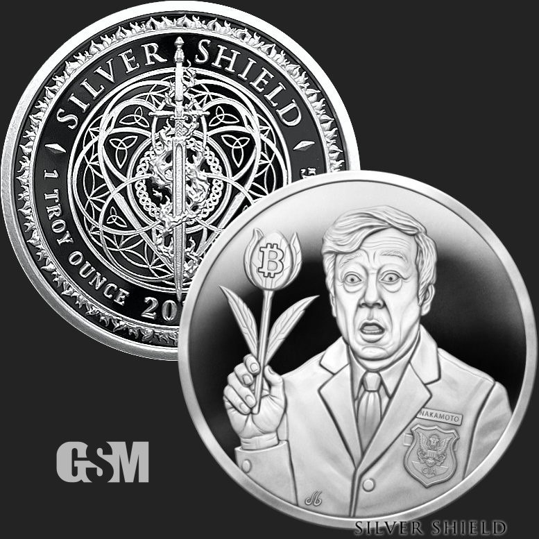 2025 AGENT SATOSHI oz .999 Fine Silver Shield Round Proof MICROMINTAGE ...