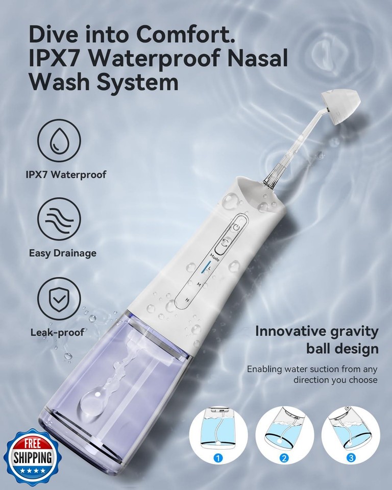 MAOEVER Cordless Nasal Irrigation System - Electric Neti Pot Sinus ...