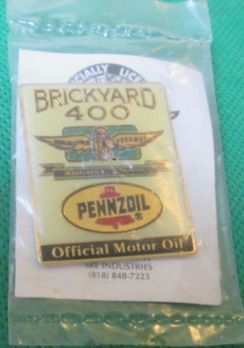 1995 Brickyard 400 Inidanapolis Motor Speedway PENNZOIL pinback Pin MIP ...