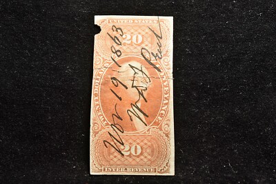 US Stamp Internal Revenue 20 Dollars Repaired Scott Catalog #R-98 V35 ...