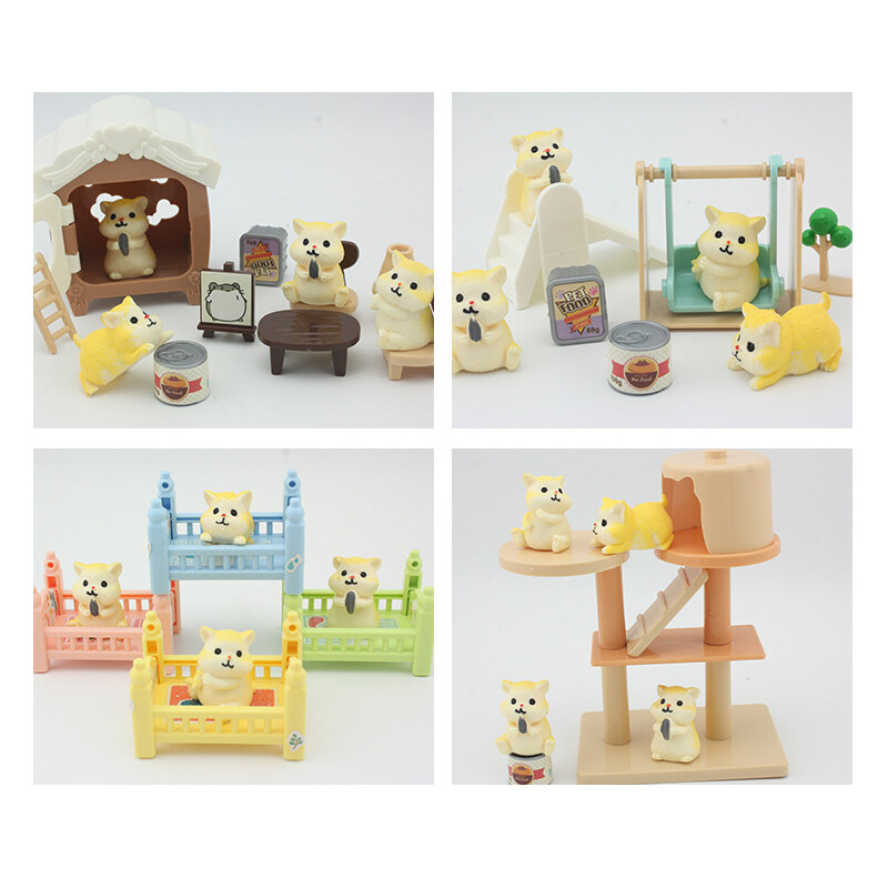 Pet Hamster Figures Playset Pretend Play Toys Plastic Role Play Gift ...