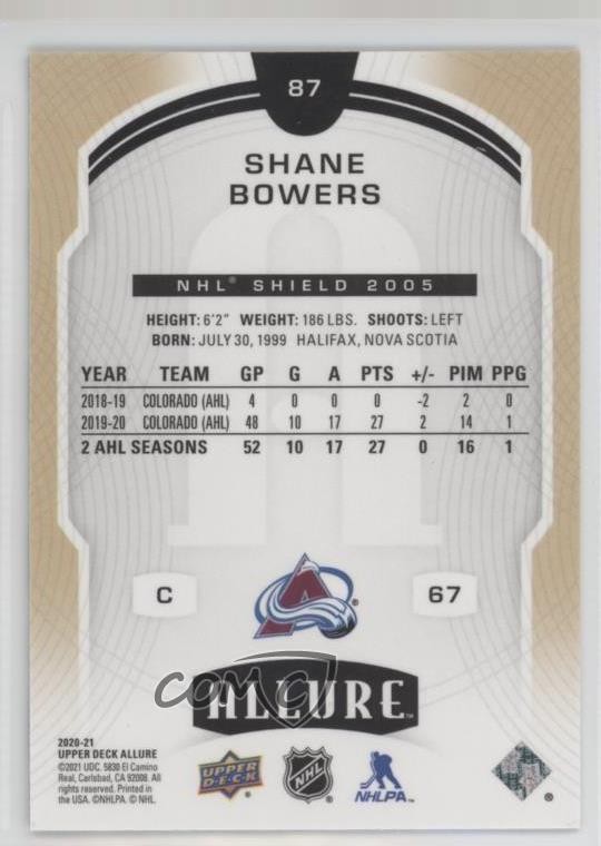 2020-21 Upper Deck Allure 2005 NHL Shane Bowers #87 Rookie RC Shield | eBay
