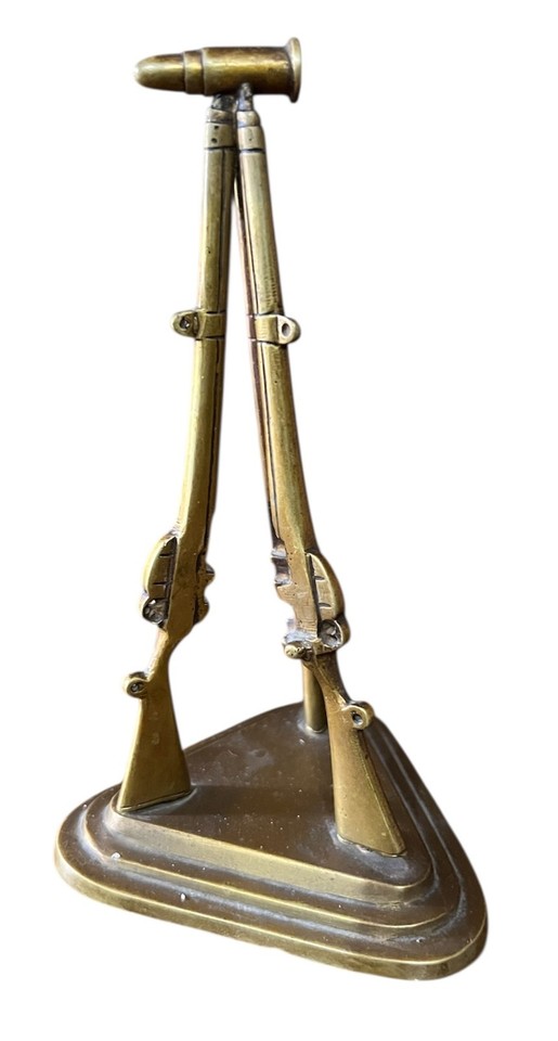 WWI Militaria Trench Art Paperweight Crossed Rifles Bullet Bronze ...