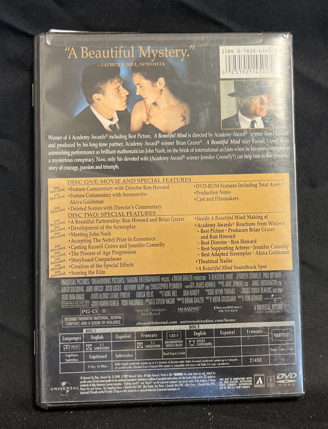 A Beautiful Mind (DVD, 2002, 2-Disc Set, Limited Edition Widescreen ...