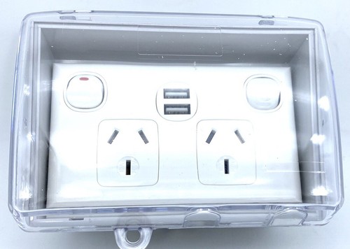 USB Fast Charge Weatherproof DOUBLE POLE External Double Power Point D ...