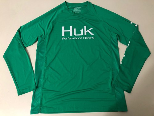 GREEN HUK FISHING LONG DLEEVE ATHLETIC SHIRT MENS SIZE S SMALL | eBay