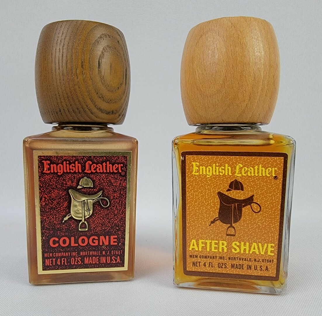 VTG MEMCO ENGLISH LEATHER COLOGNE AFTERSHAVE GIFT SET 4 FL OZ EACH FULL ...