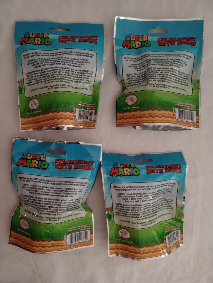 Super Mario Bath Bombs x4 Color Twist Mama Mia Mango Scent Hidden Color ...