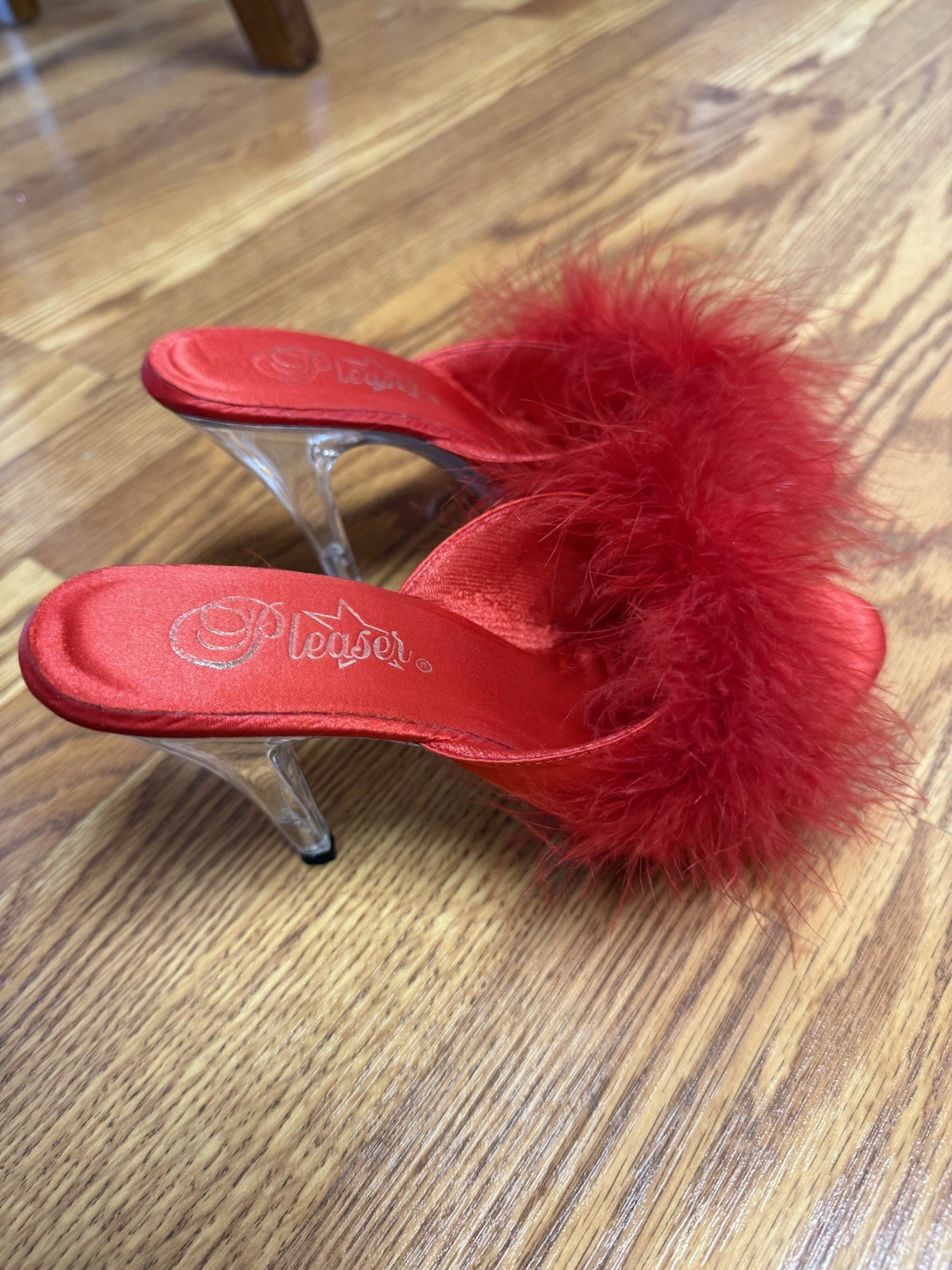 Pleaser CAR401 Sexy Red Mules Size 7 4” Heel - Gem