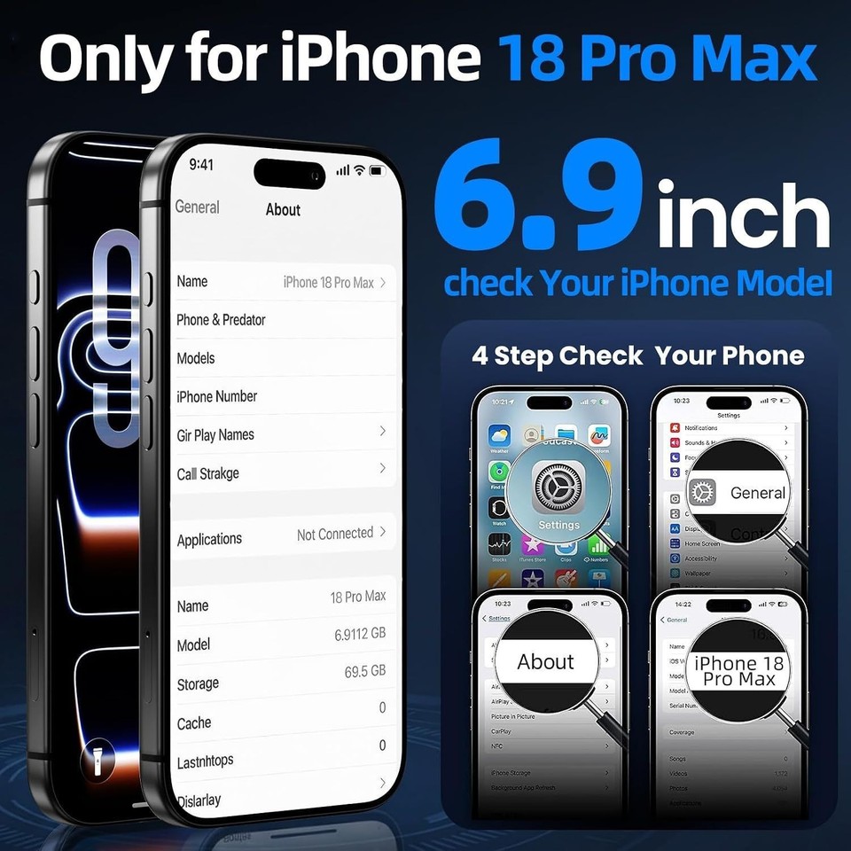 Case for iPhone 18 Pro Max, Magnetic & Shockproof, Black | eBay UK