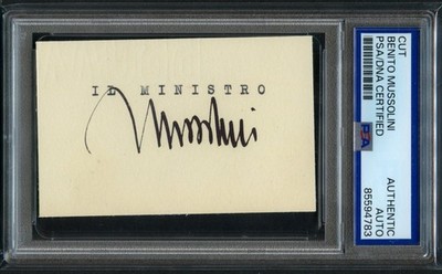 Benito Mussolini signed autograph 2x3.5 Cut Italian Politician PSA ...
