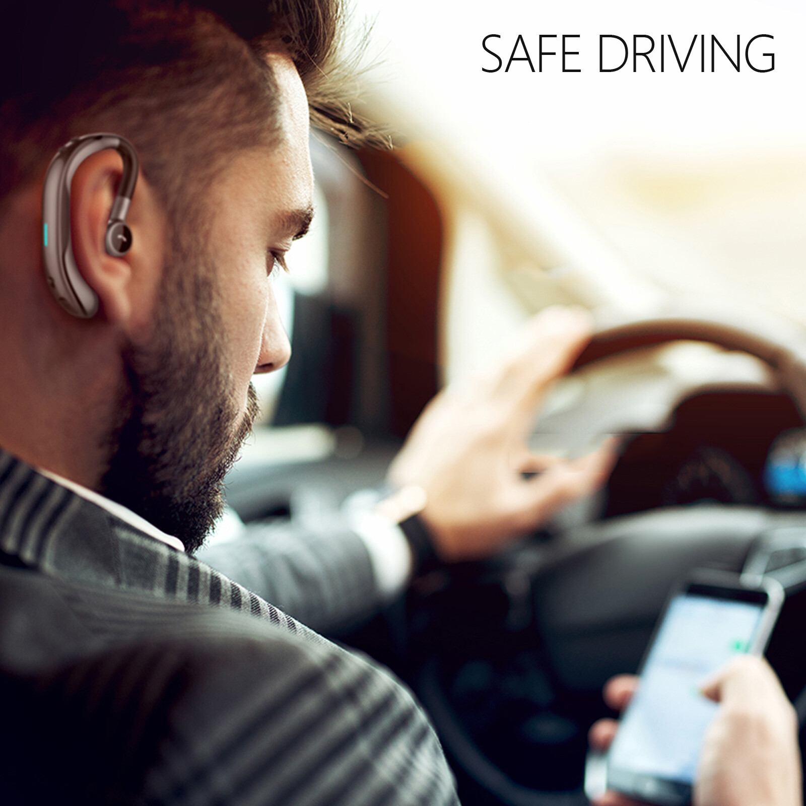 Bluetooth Headset Earpiece Noise Canceling Wireless Earbud Headphone ...