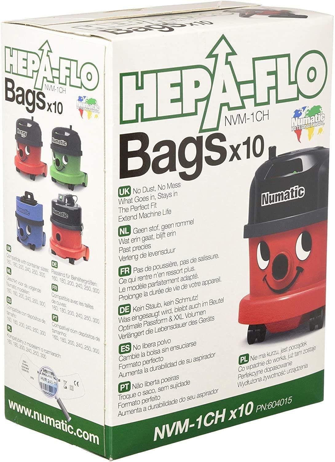 HENRY HOOVER HVR200 HVR200A HEPA FLO VACUUM BAGS X10 NVM-1CH NVM1C ...