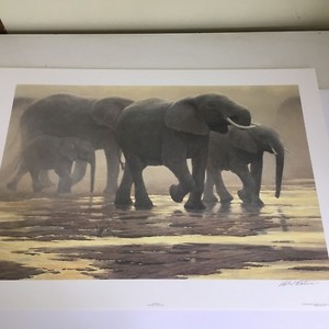 Limited Edition Print-By The River-Elephants-ROBERT BATEMAN | eBay