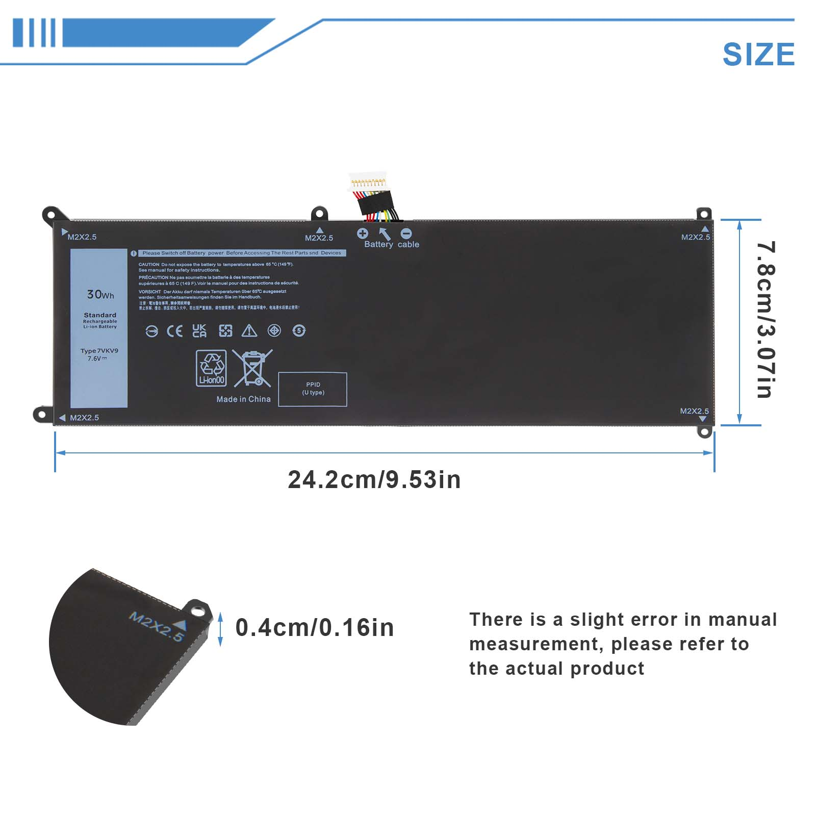 Replacement 7VKV9 Battery 9TV5X for For Dell XPS 12 9250 Latitude 12 ...