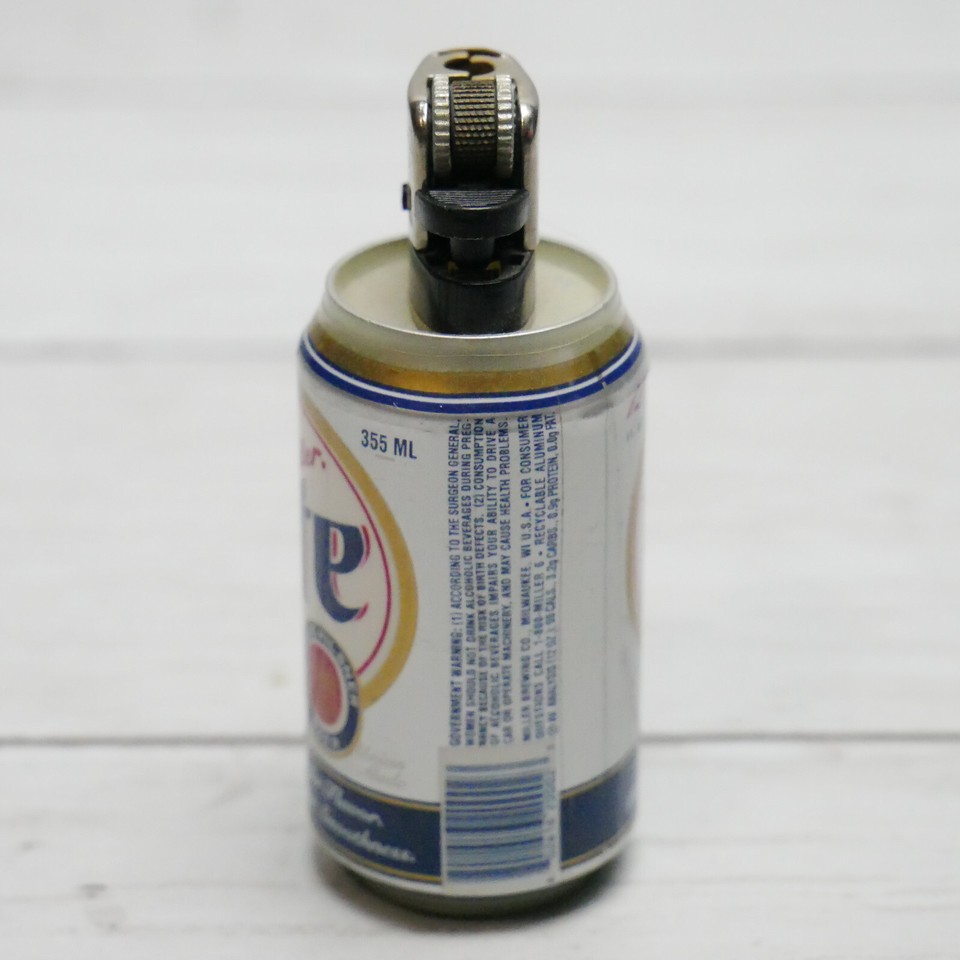 MILLER LITE Mini Lighter Beer Can Butane Cigarette Holds Bic Mini Empty ...