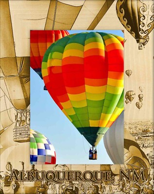 Albuquerque with Balloons Laser Engraved Wood Picture Frame Portrait (8 ...