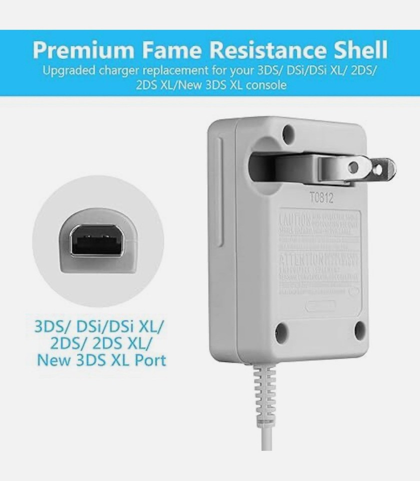 Nintendo 3DS 2DS DSi XL Charger AC Adapter Wall Power Cable Fast Charge ...