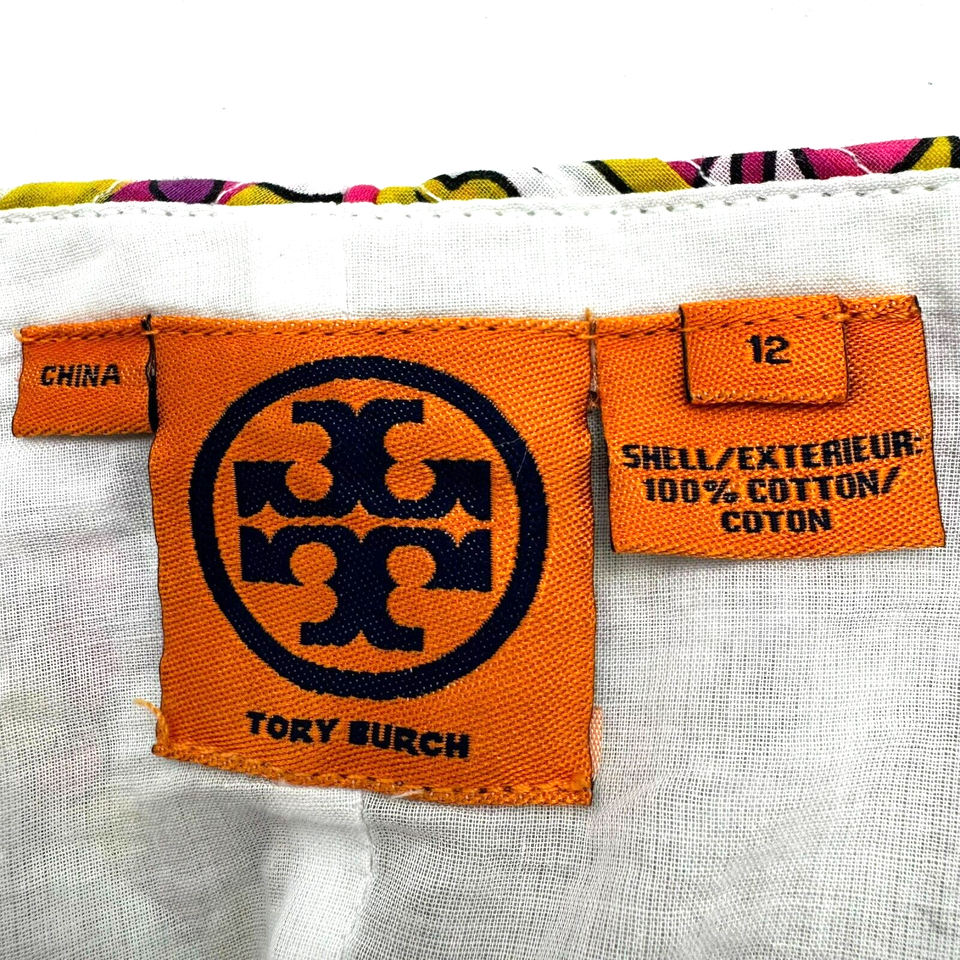 TORY BURCH Women's 12 Pink Yellow Floral Pleated Sun Dress Pockets ...