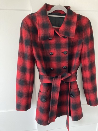 Hobbs Short Black/Red Check Coat | eBay UK