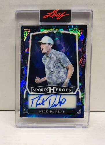 NICK DUNLAP 2025 Leaf Sports Heroes BLUE ICE ~ PGA Rookie Autograph ...