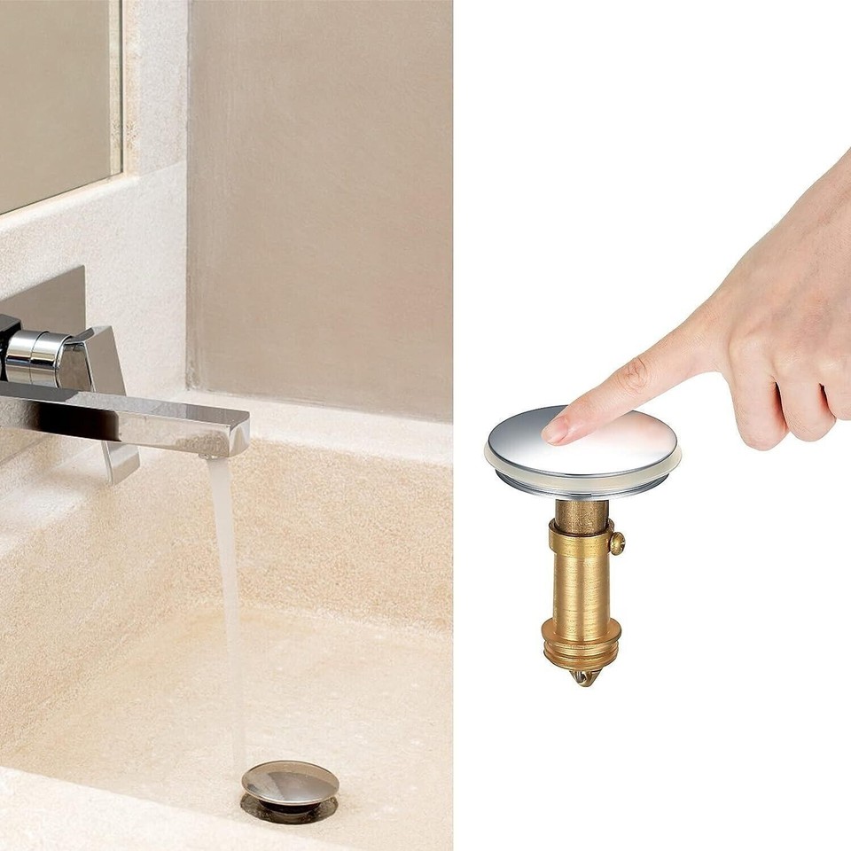 Pop up Sink Plugs, Bathroom Push Drain Stopper Plugs Click Clack Plug ...