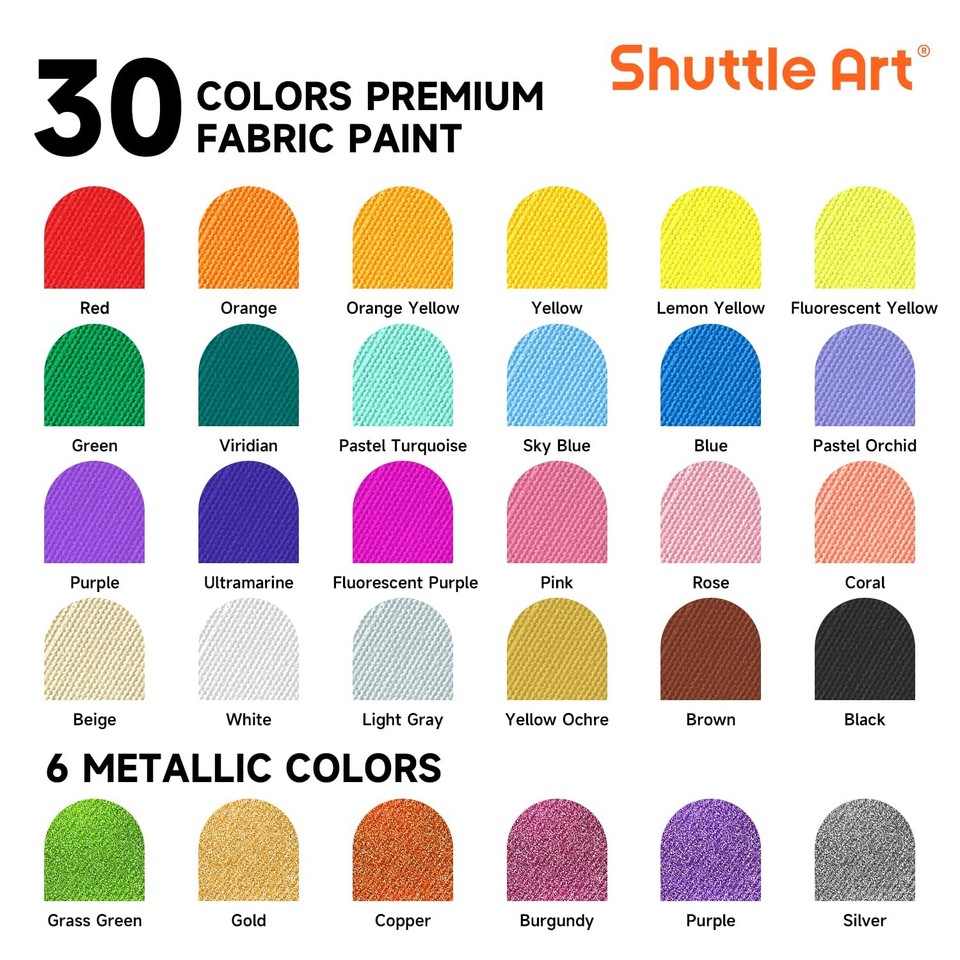 Fabric Paint, 30 Colors Permanent Soft Fabric Paint in Bottles (60ml ...
