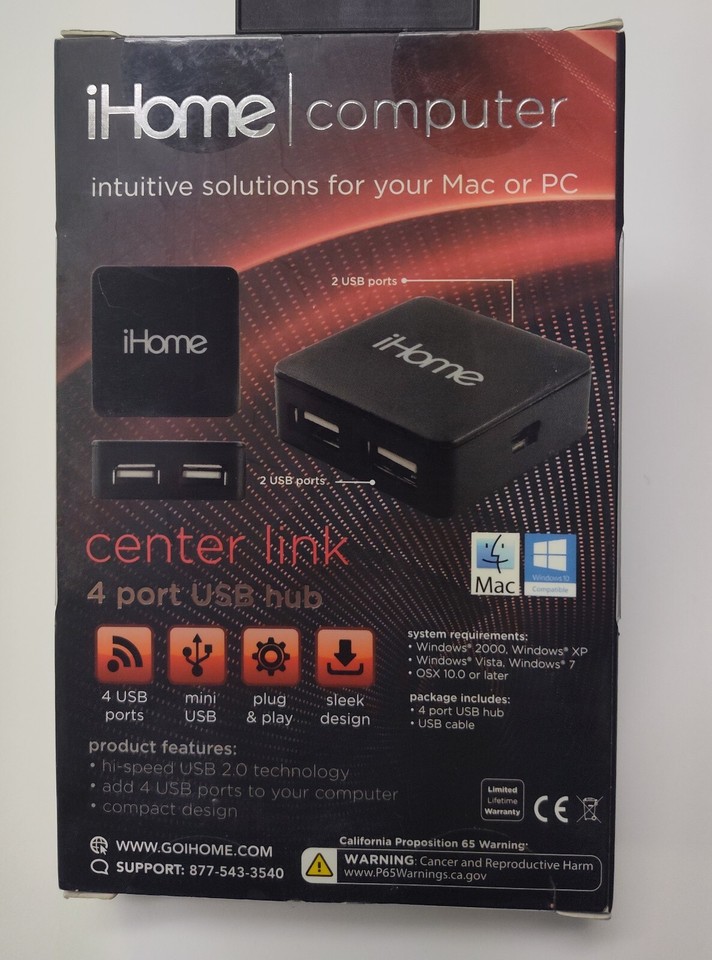 iHome Center Link 4 port USB Hub 2.0 Technology | eBay
