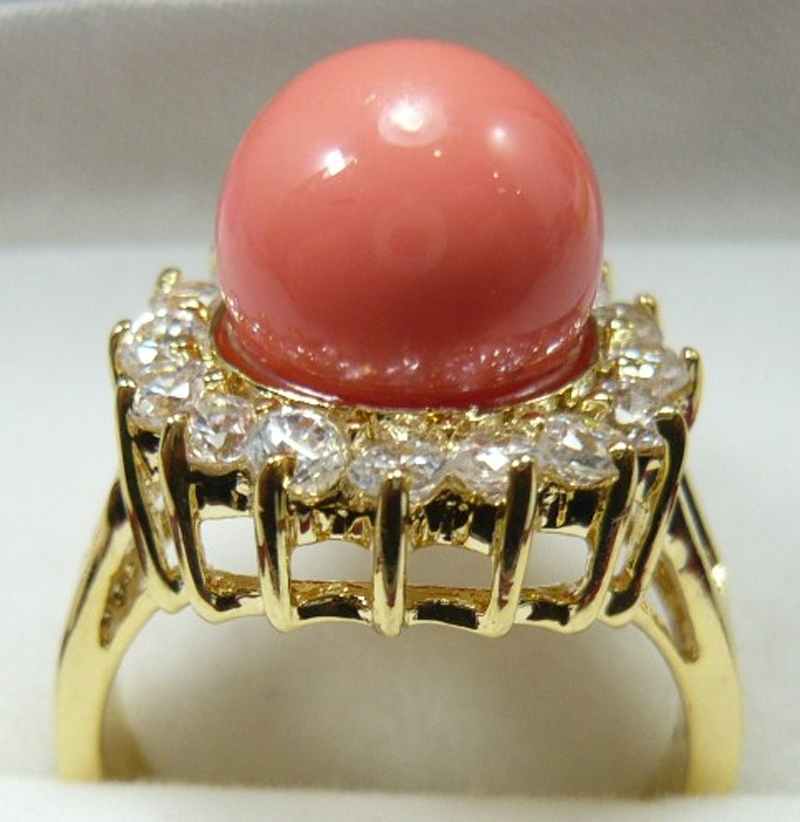 Noblest 10mm South Sea shell pearl Gemstone Jewelry 14K GP Ring Size: 8 ...
