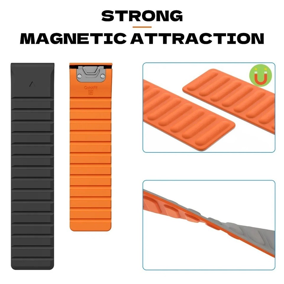 Magnetic Silicone Strap For Garmin Fenix 8 47mm 51mm 7 7x 6 6X Pro 22 ...