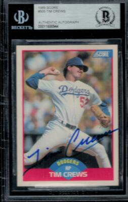 1989 Score TIM CREWS d.1993 Signed baseball card BAS auto Dodgers ...