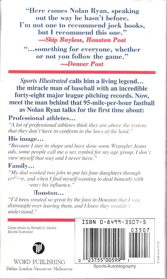 Nolan Ryan Miracle Man Autobiography Book 1992 Jerry Jenkins Vintage | eBay