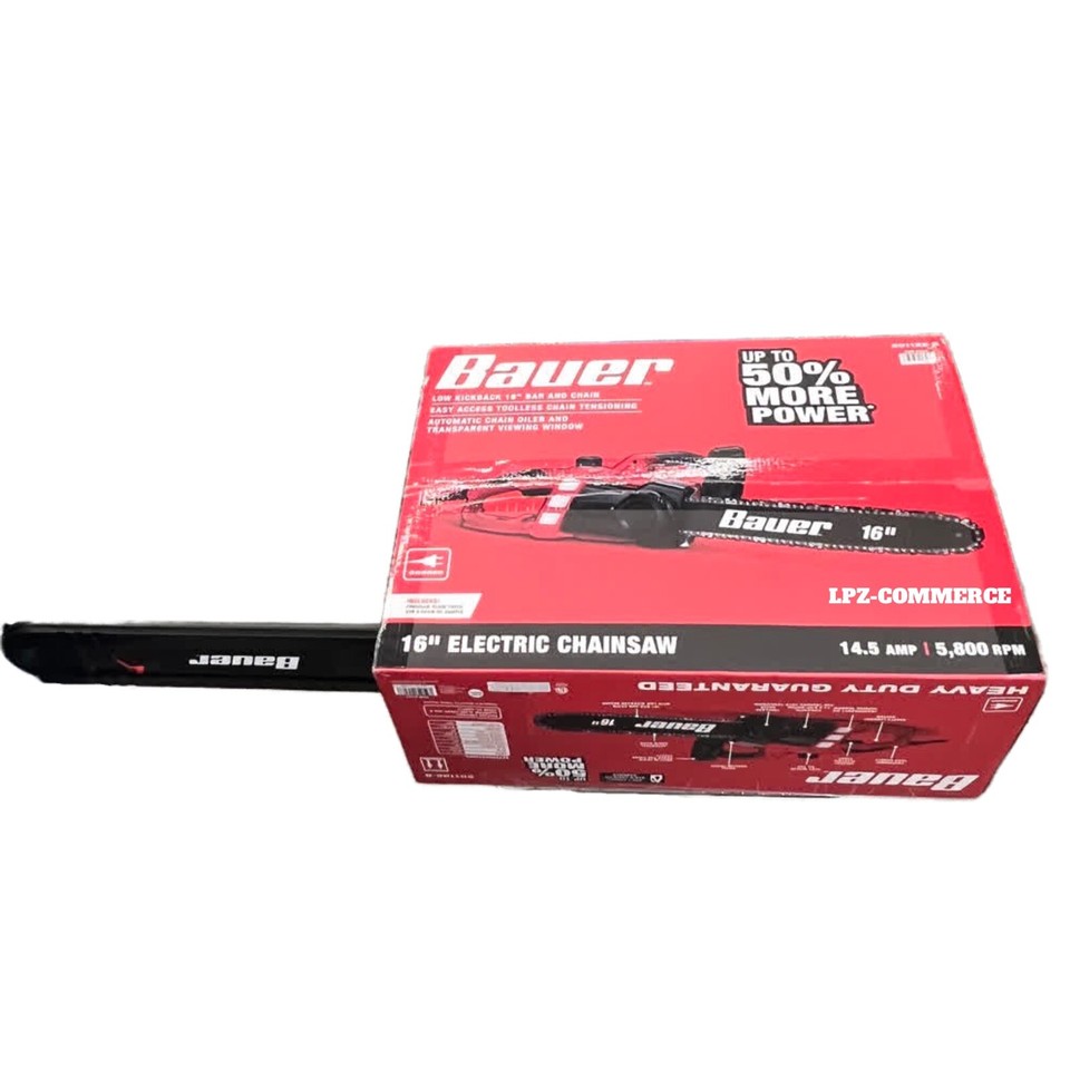 Bauer 14.5 Amp 16" Electric Chainsaw 20112E-B with Cover | eBay