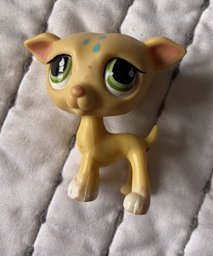 Littlest Pet Shop LPS # 875 Authentic Yellow White Greyhound Green Tear ...